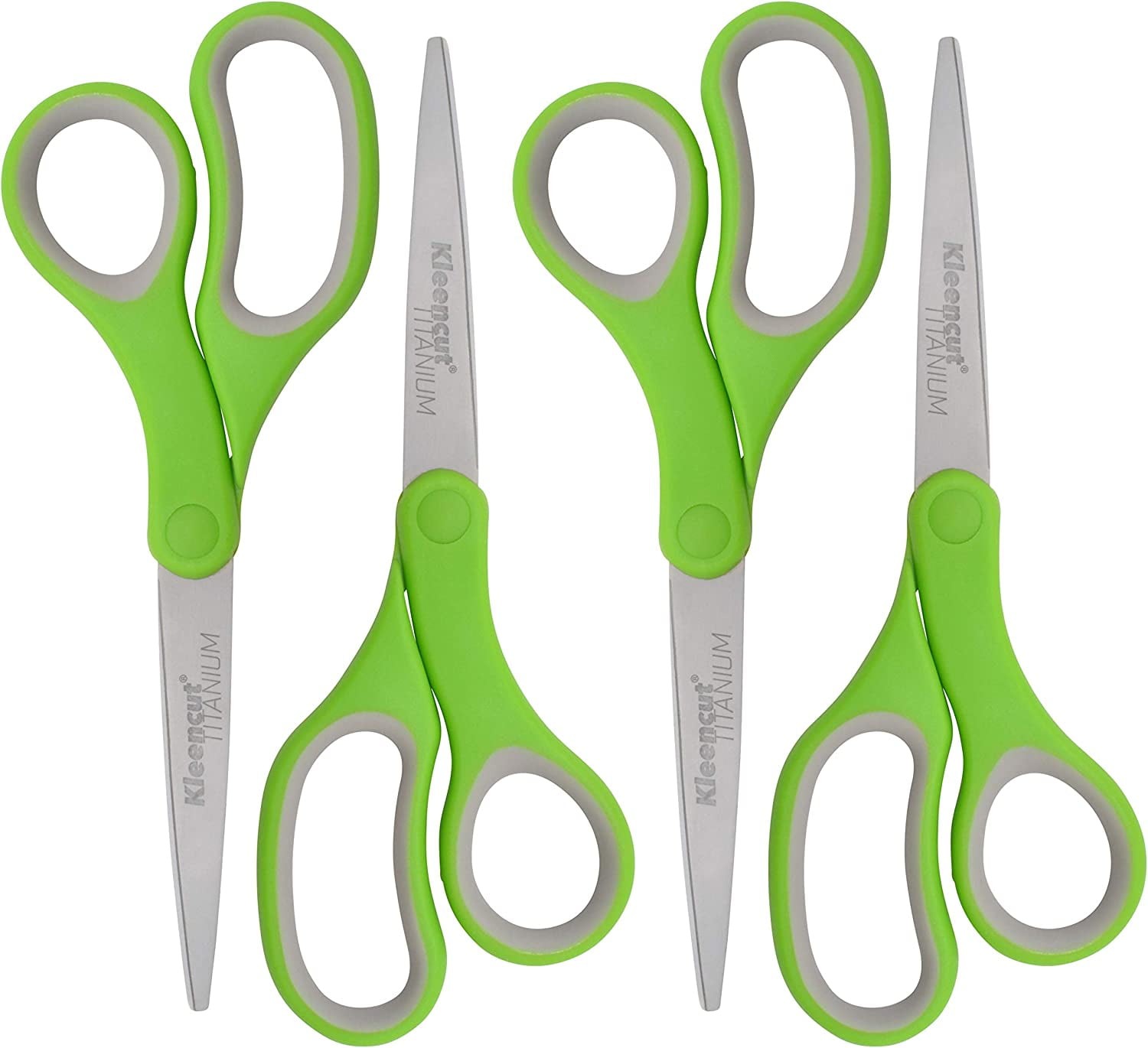 Westcott KleenCut 8” Titanium Scissors with Ergonomic Green Handle, 4 ...