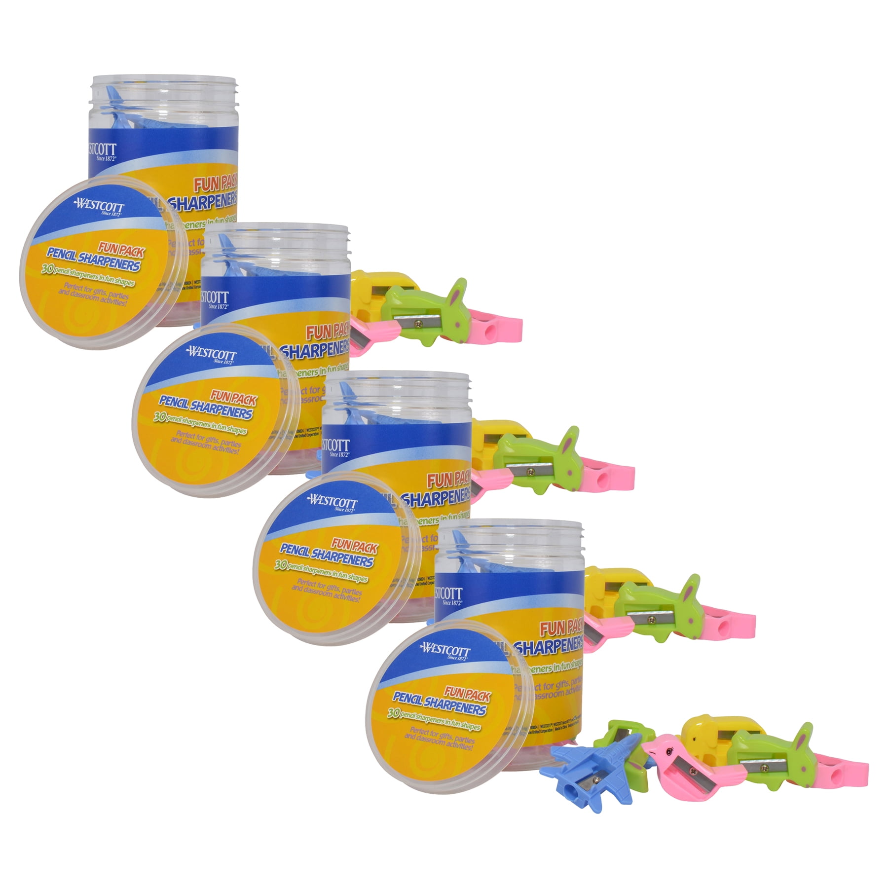 Westcott Manual Pencil Sharpeners Fun Pack, Assorted Shapes, 30 Per ...