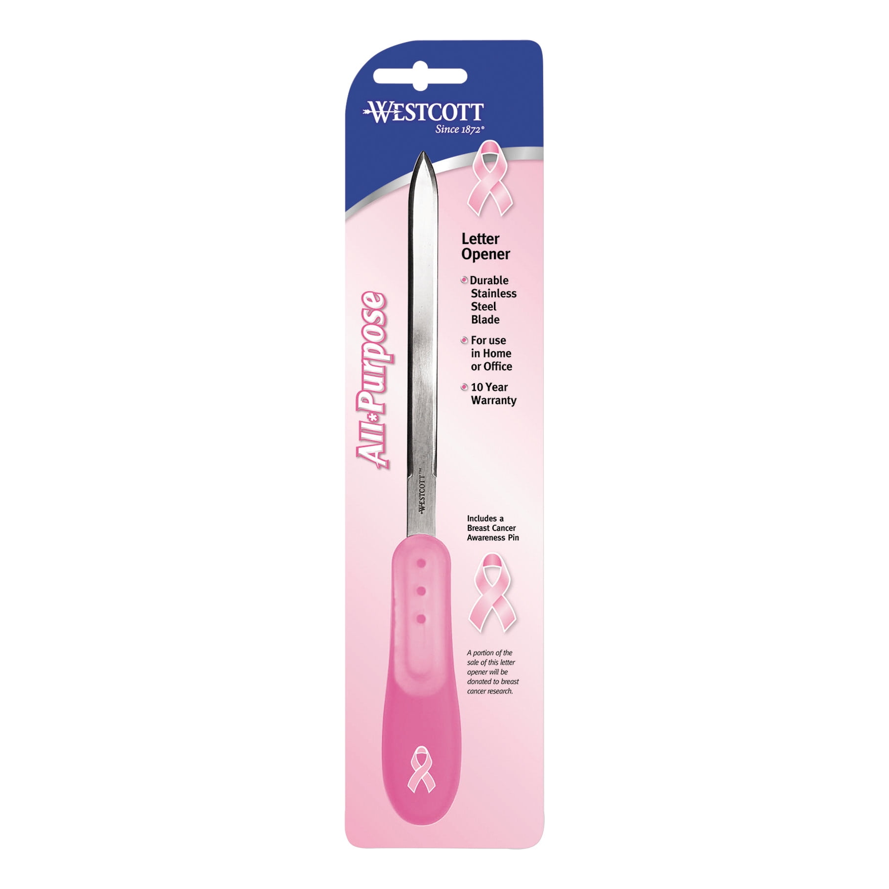 Westcott Pink Ribbon Stainless Steel Letter Opener -ACM15424 - Walmart.com