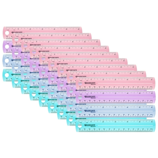 Westcott Plastic Ruler, 6 in, Assorted Colors, Pack of 36 - Walmart.com