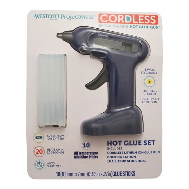 Westcott ProjectMate Lithium Ion Cordless Rechargeable Hot Glue Set ...