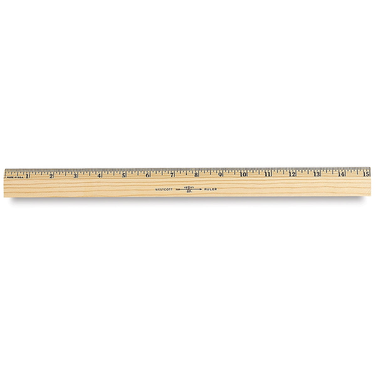 Westcott Ruler with Single Metal Edge - , 15", Wood with Single Metal ...