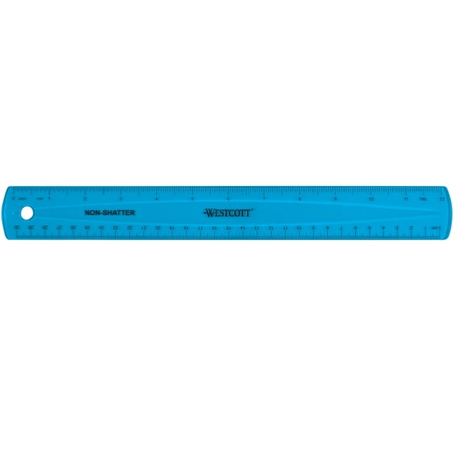 Westcott Shatterproof Ruler, 12", Plastic, Metric/Imperial, for ...