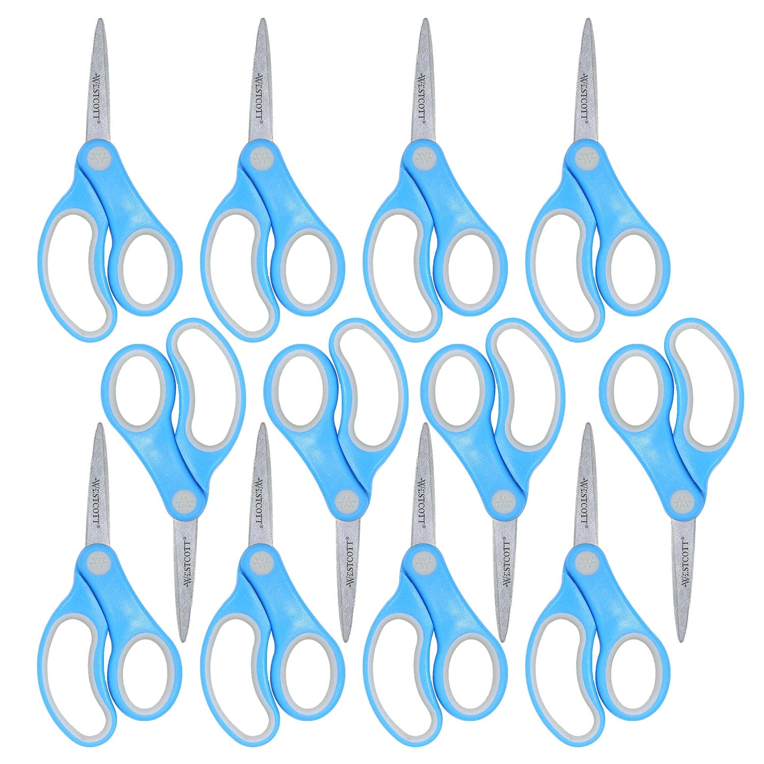 Westcott Soft Handle 5" Scissors, Pointed, Colors Vary, Pack of 12 ...
