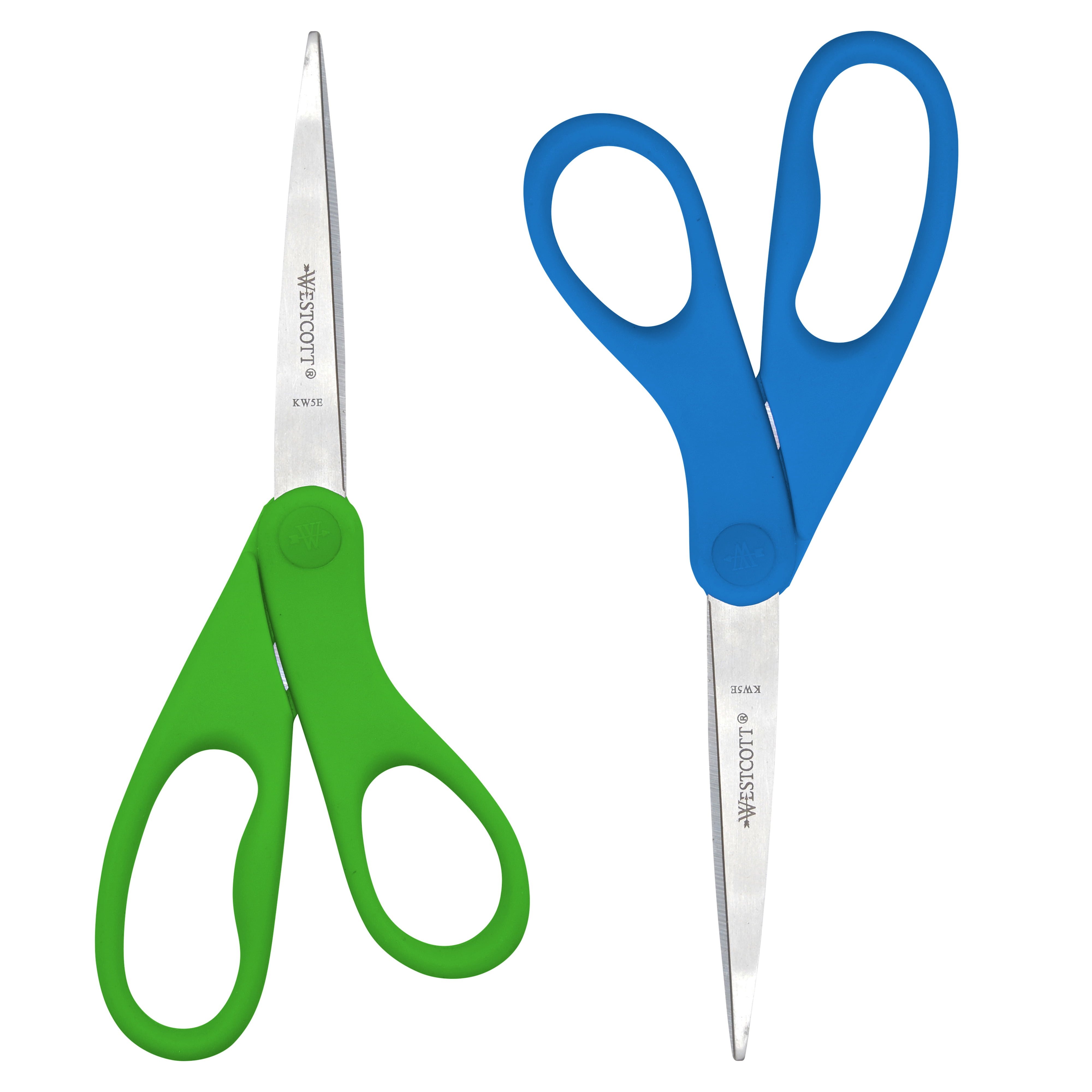 Westcott 7" Straight Student Scissors, Middle School, Green/Blue, 2 ...