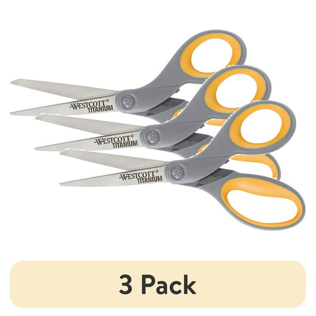(3 pack) Westcott Titanium Bonded 8" Glide Straight Scissors, Grey ...