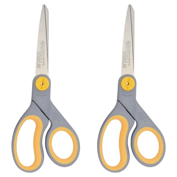 Westcott 8" Titanium Bonded Sharp Metal Scissors, Straight, Grey/Yellow ...