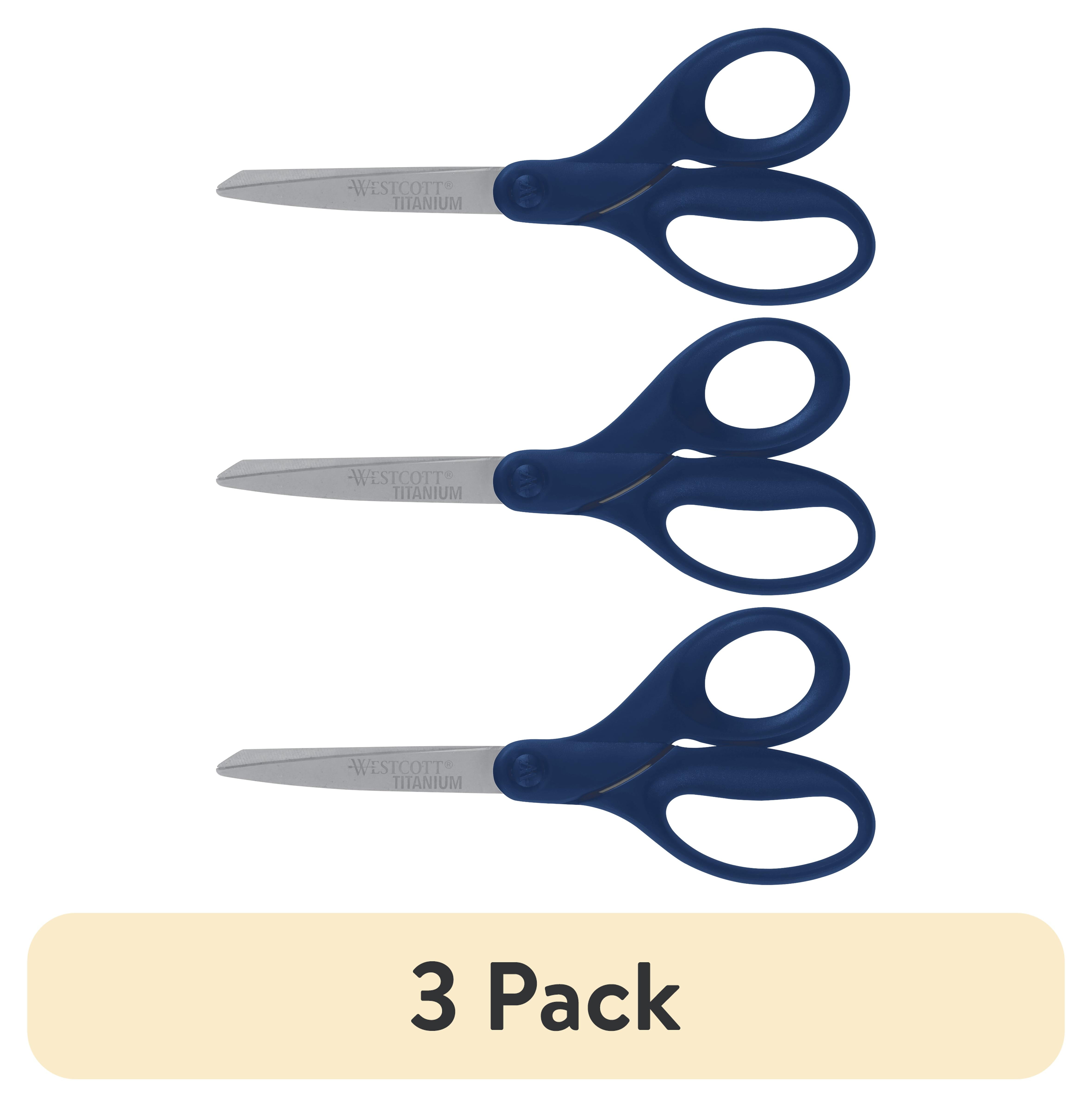 (3 pack) Westcott Titanium Bonded 8" Blue Straight Scissor, Office and ...