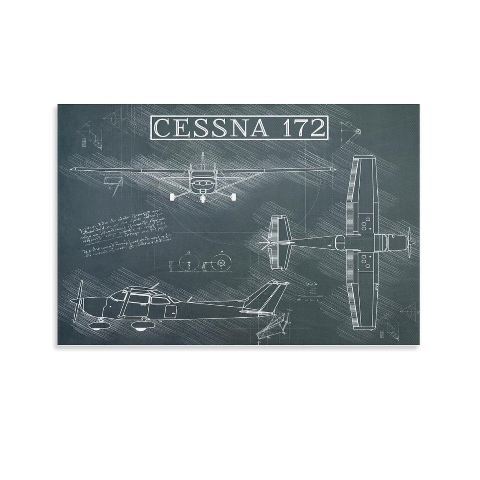 Westcsn Cessna 172 Airplane Sketch Canvas Art Poster And Wall Art ...