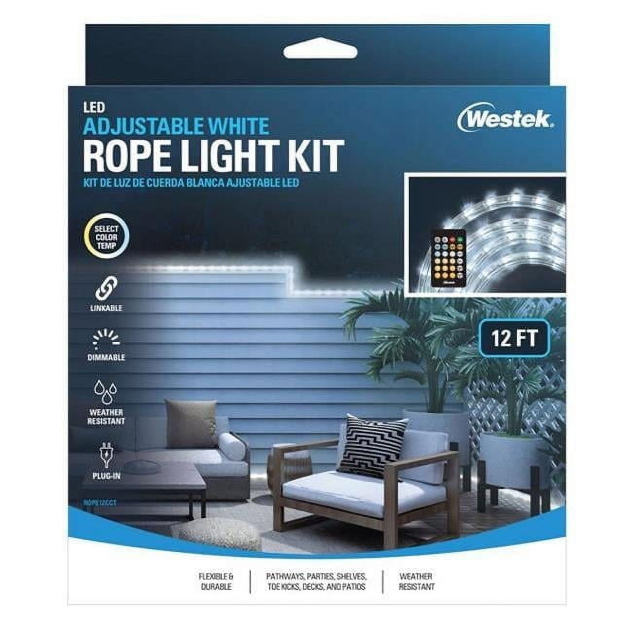Westek 3011360 12 ft. Plug-In LED Rope Light Kit, White - 275lm ...