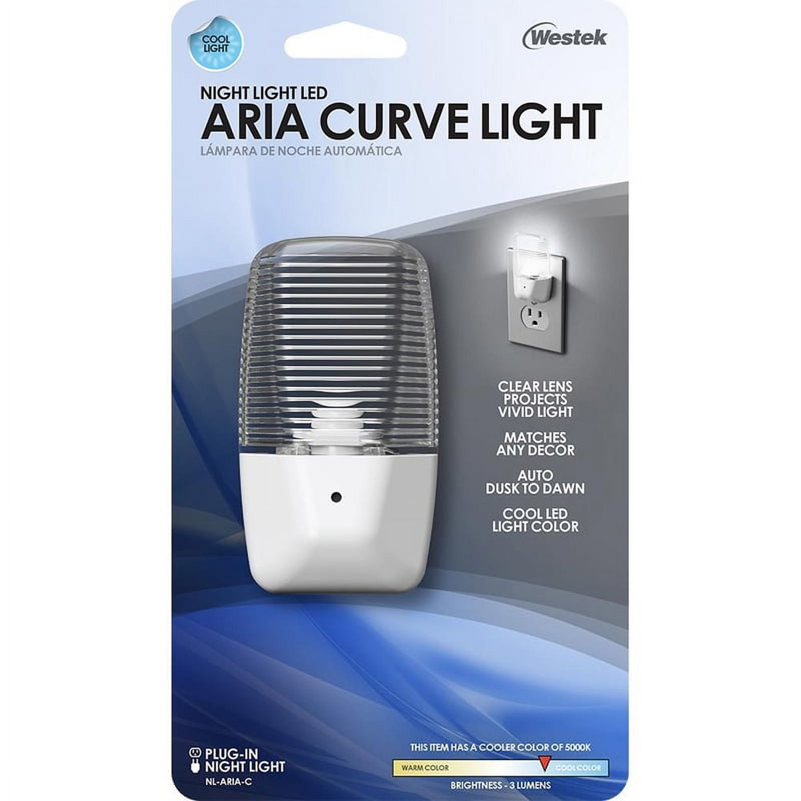 Westek NL-ARIA-C2 3.15 in. Aria LED Clear Night Light - 2 Count ...