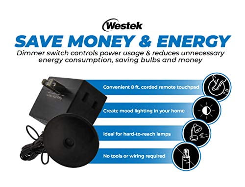 Westek Plug in Dimmer Switch for Lamps, 2 Pack - Plug in Dimmer Switch ...