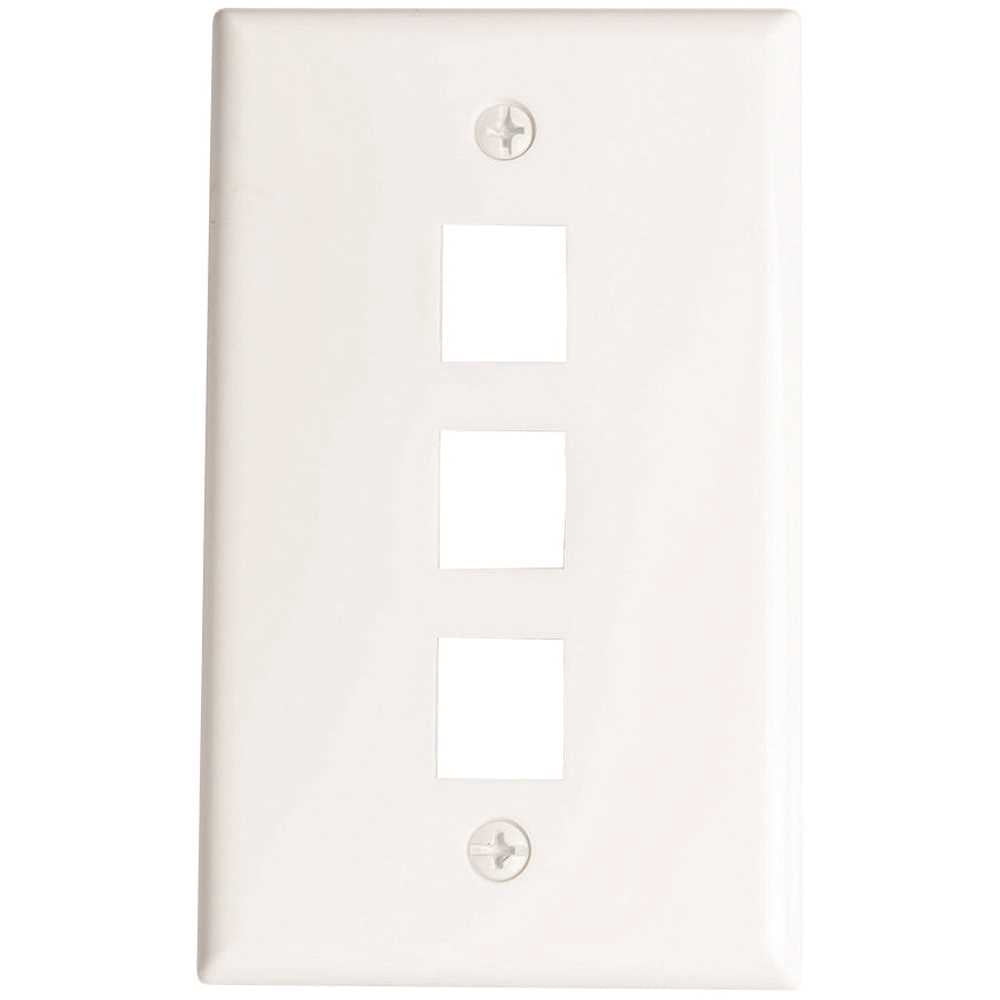 Westek TWBLNK3W-10 White 1-Gang 3-Port Data Jack Wall Plate - pack of ...