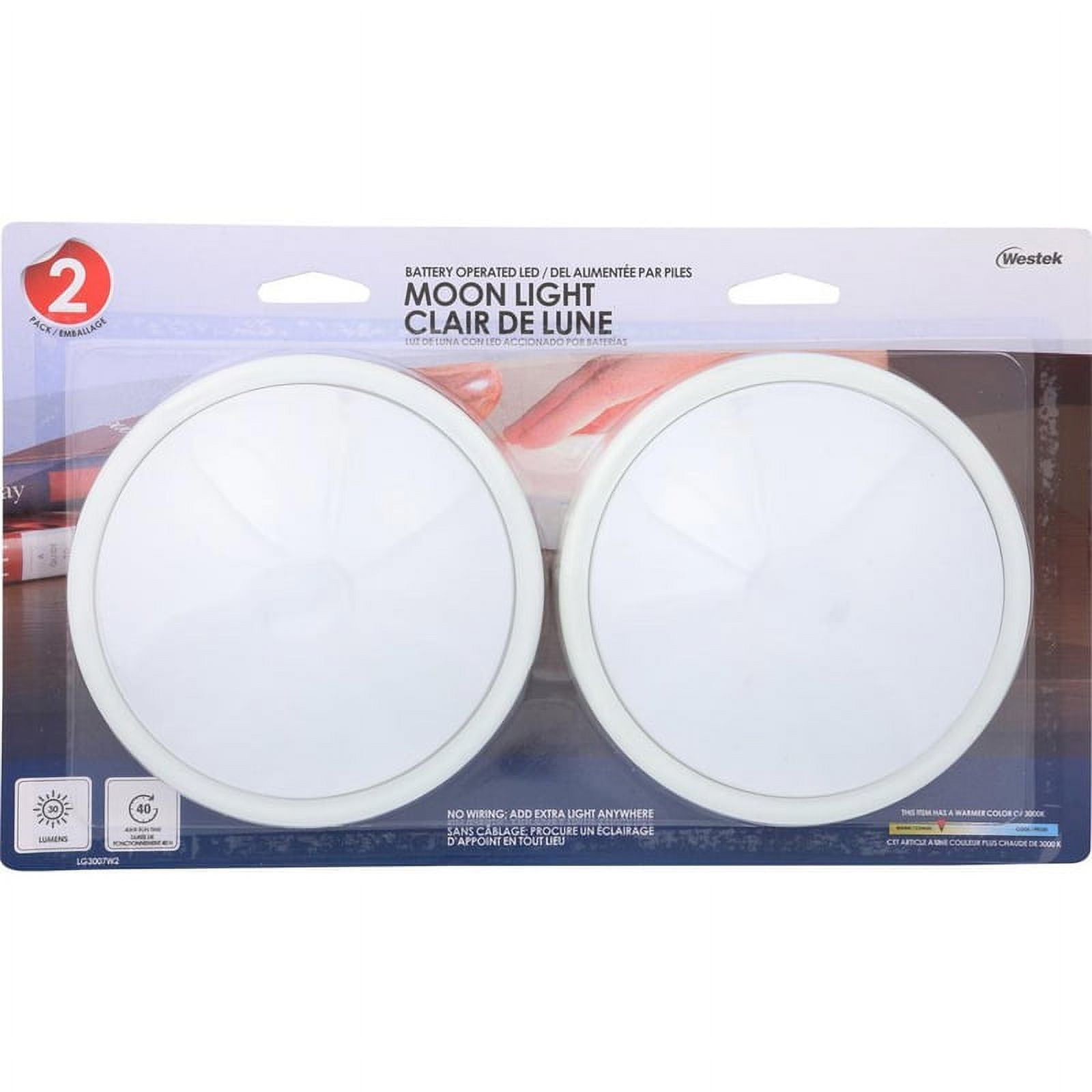 Westek White Battery Powered LED Puck Light 2 pk - Walmart.com