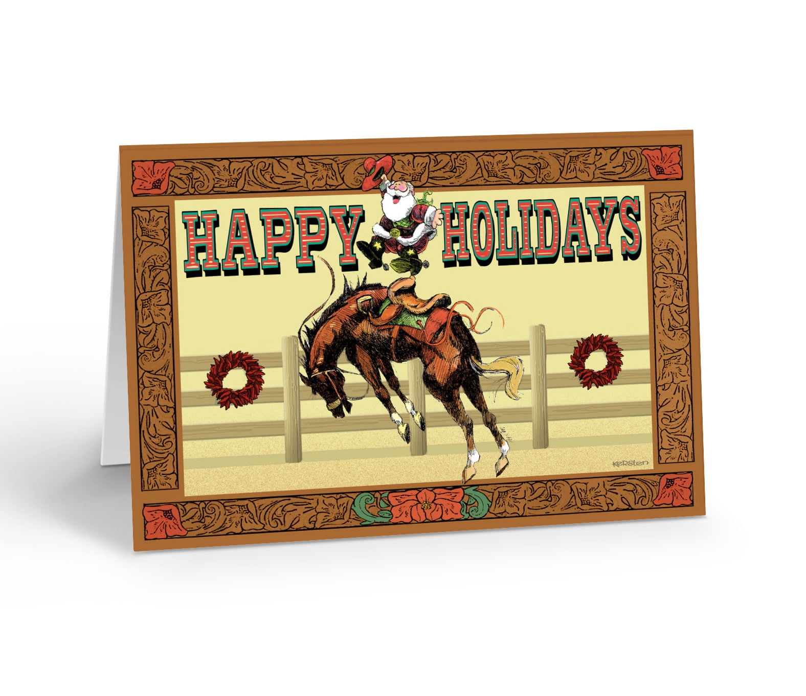 Wester Cowboy Santa and Horse - 12 Holiday Cards and Envelopes - 18039 ...