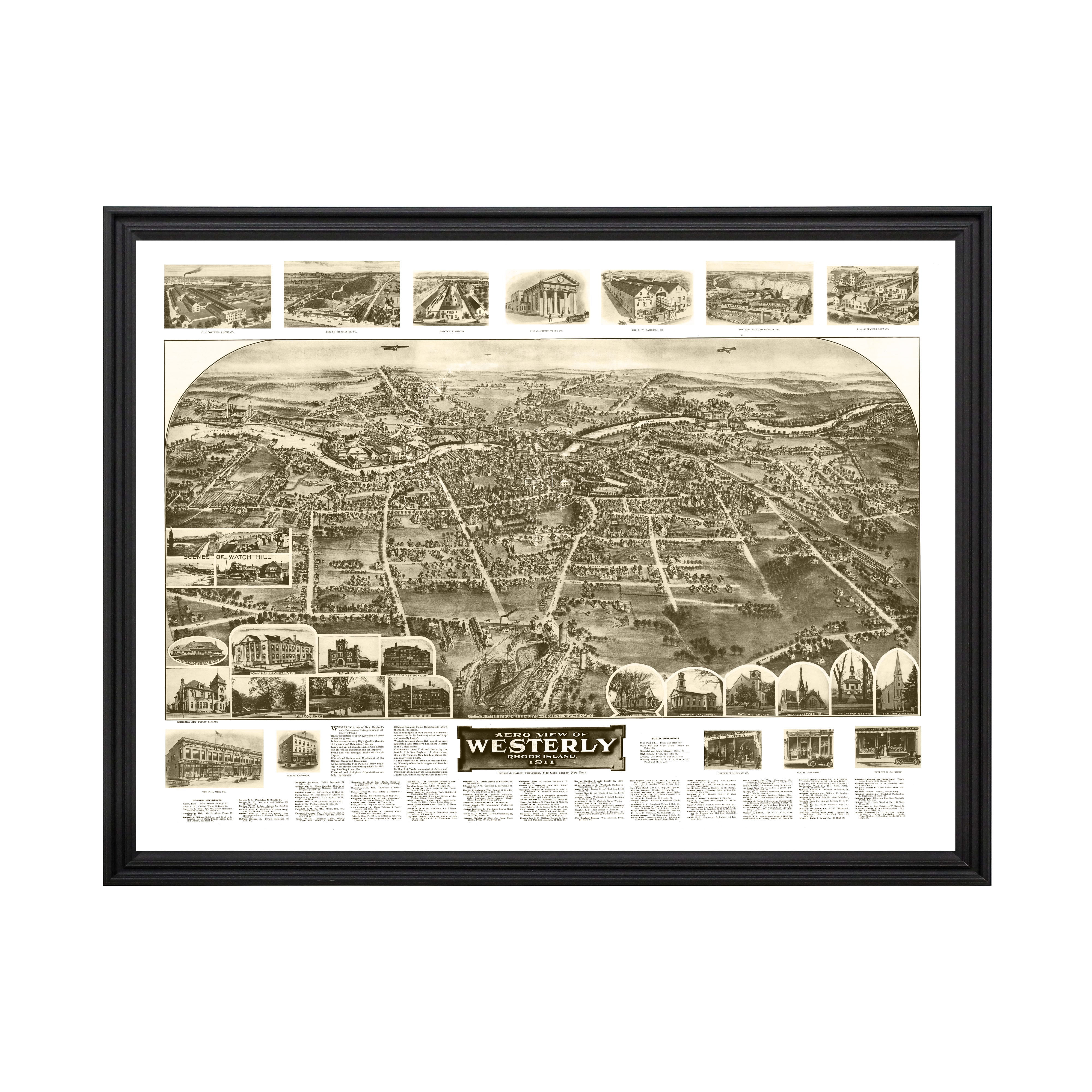 Westerly Art, 1911 Vintage Map of Westerly Rhode Island, RI History ...