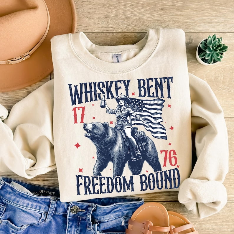 Western 4th of July Whiskey Sweatshirt, Patriotic Freedom Pullover ...