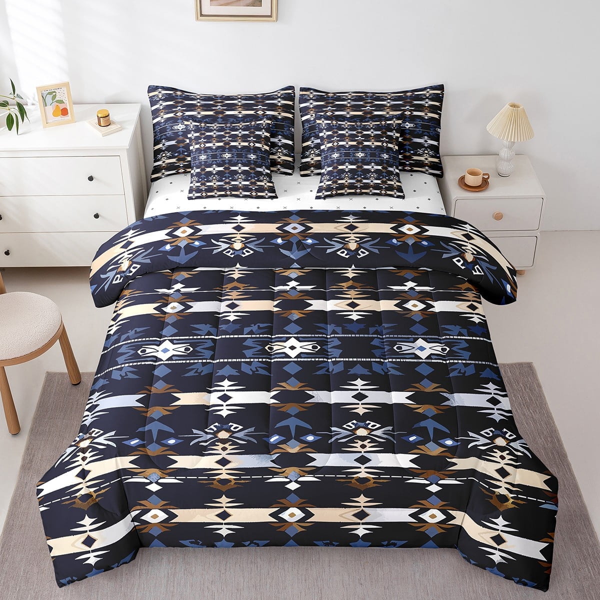 Western 7 Piece Comforter Set Full Bed in a Bag,Geometric Aztec Bedding ...
