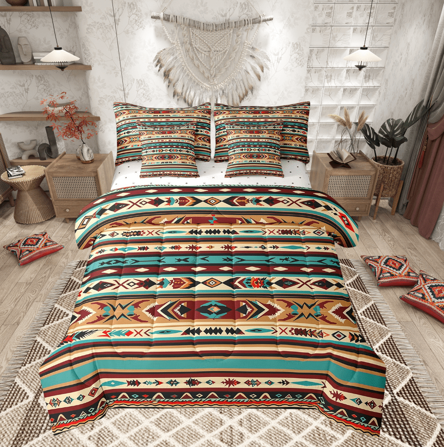 Western 7 Piece Comforter Set Full Bed in a Bag,Geometric Aztec Bedding ...