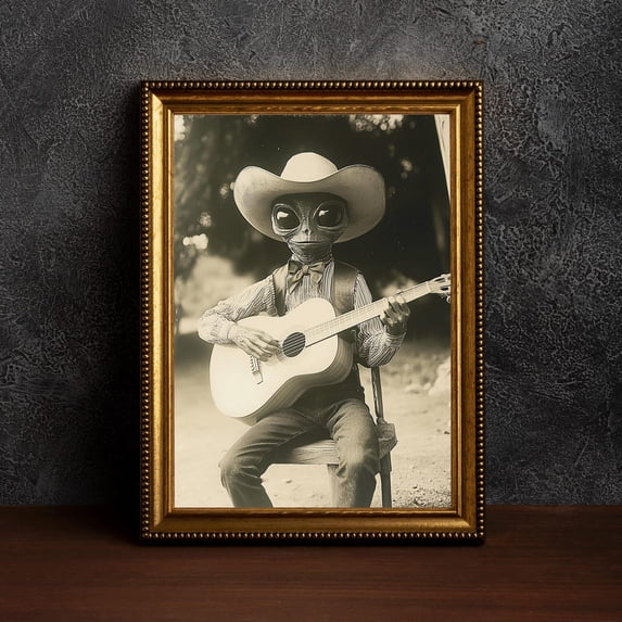 Western Alien Cowboy, Ufo Desert Posters,Alien Cowboy,Cowboy Western ...
