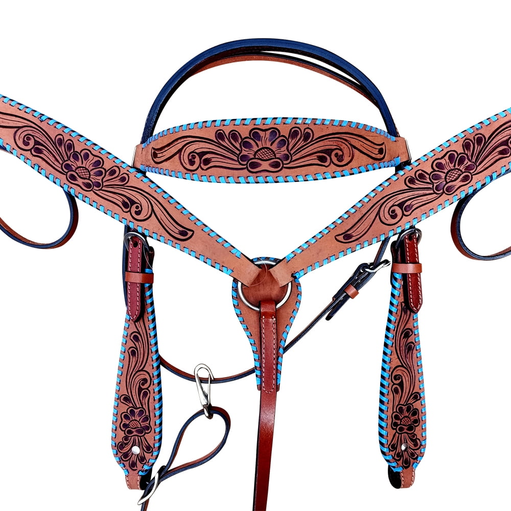 Comfytack Western Genuine Leather Hand Tooled Horse Tack Set Tan ...
