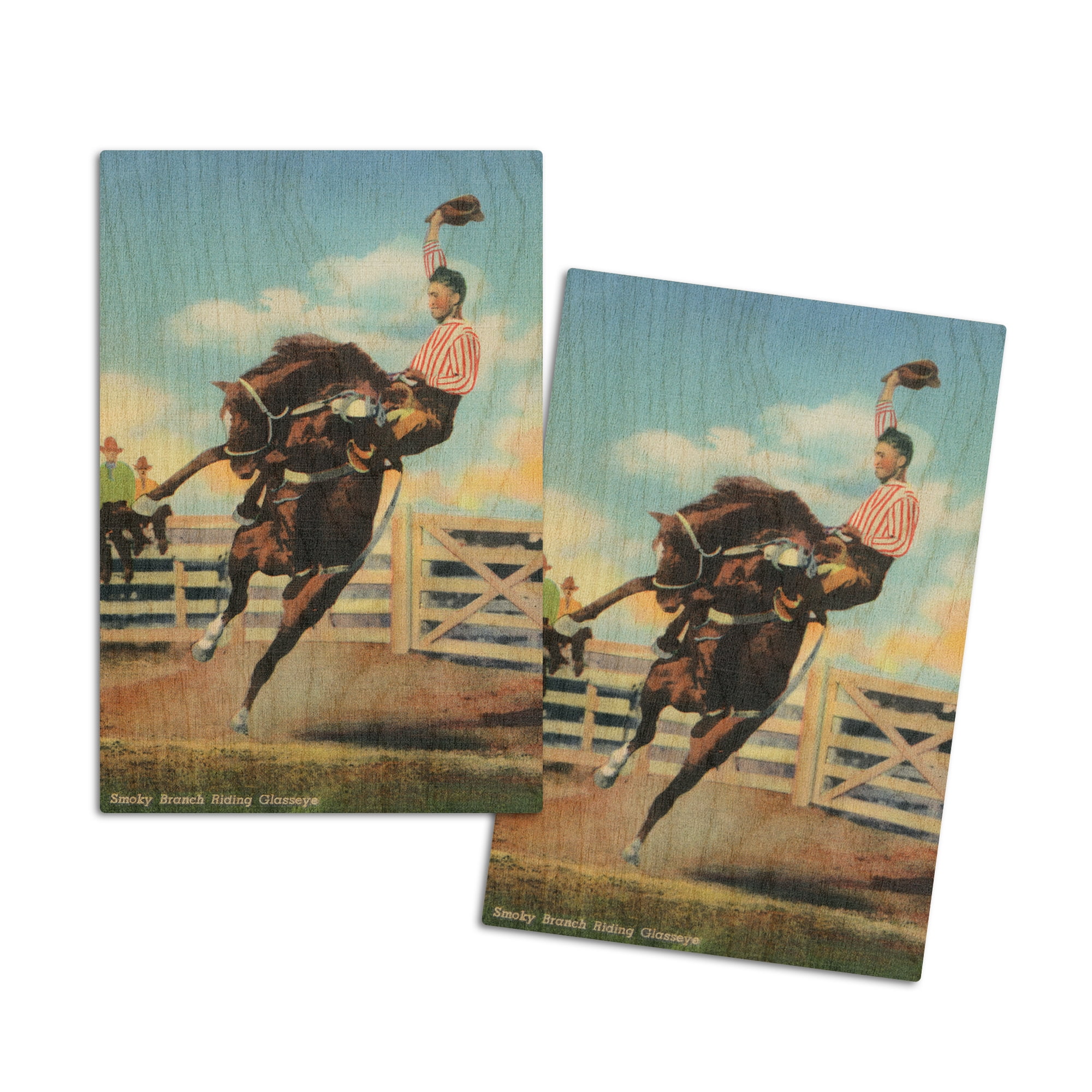 Western Americana, Rodeo Scenes; Smoky Branch Riding a Bucking Glasseye ...