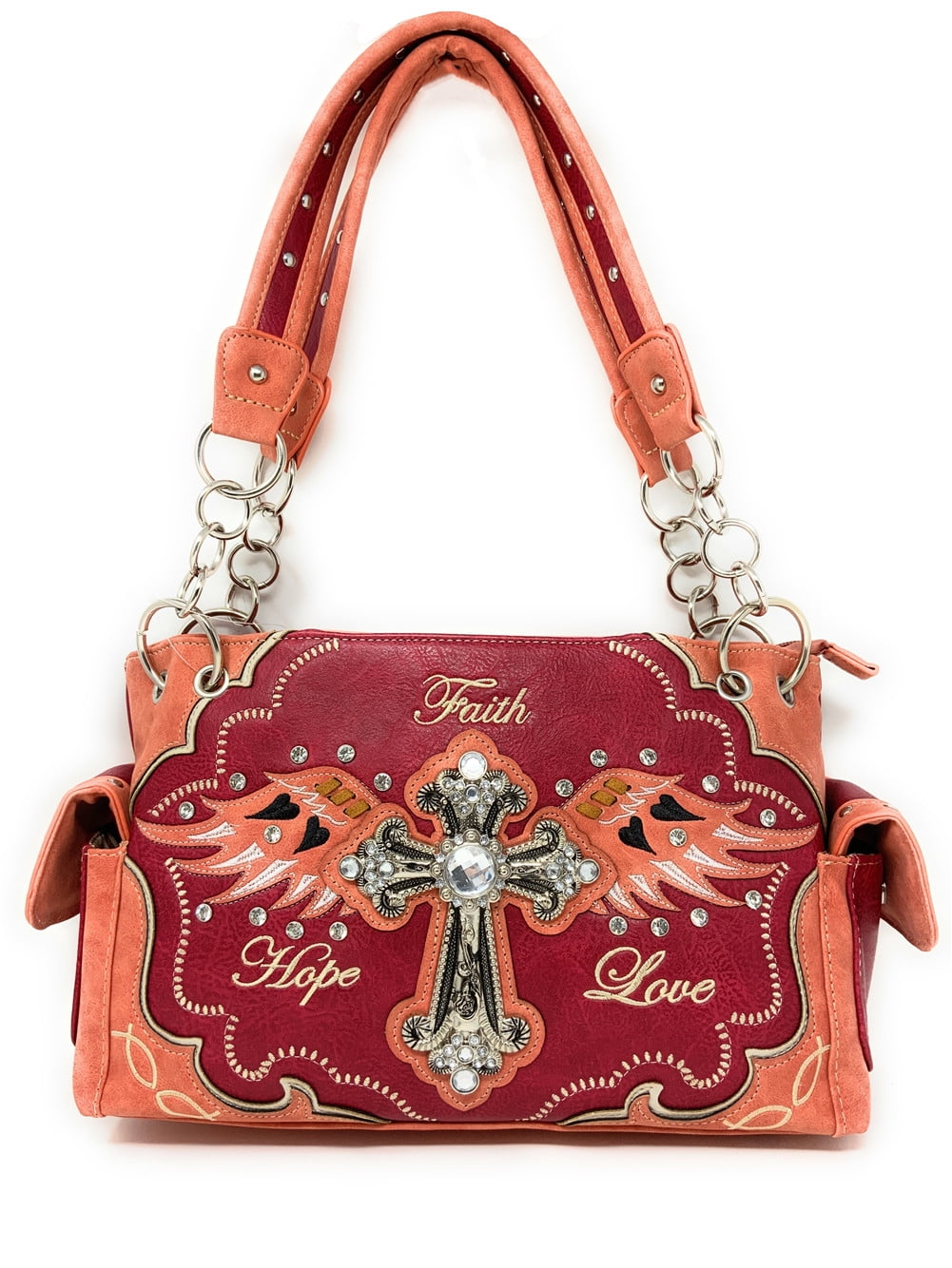 Western Angel Wings Cross Faith Hope Love Women's Handbag Tote Purse in ...