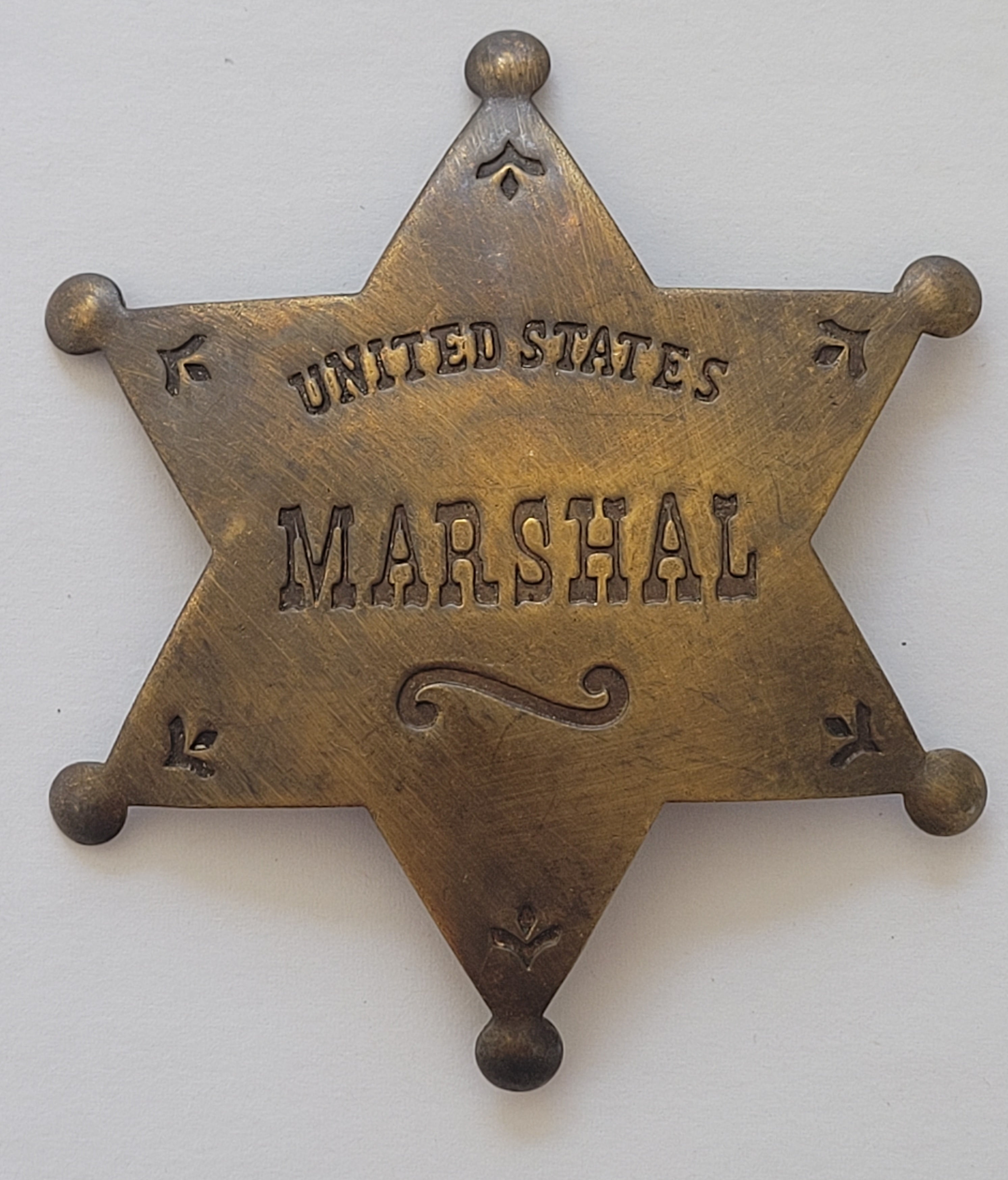 Western Antique Finish Solid Brass United States Marshal 3" Badge Lapel ...