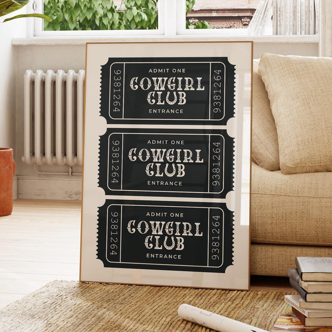 Western Art Print Cowgirl Club Ticket Western Decor, Southwestern Wall ...