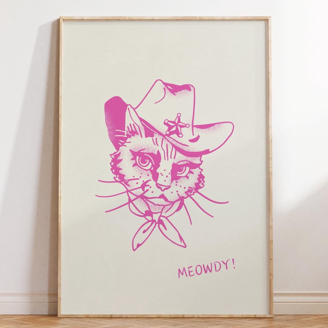 Western Art Print Cowgirl Decor Western Wall Art Cat Fun Art Minimalist ...
