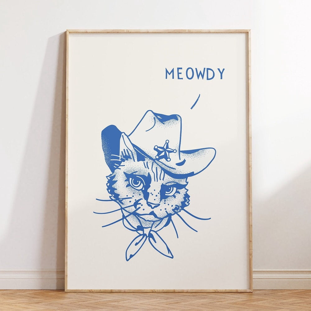 Western Art Print Cowgirl Decor Western Wall Art Minimalist Cat Poster ...