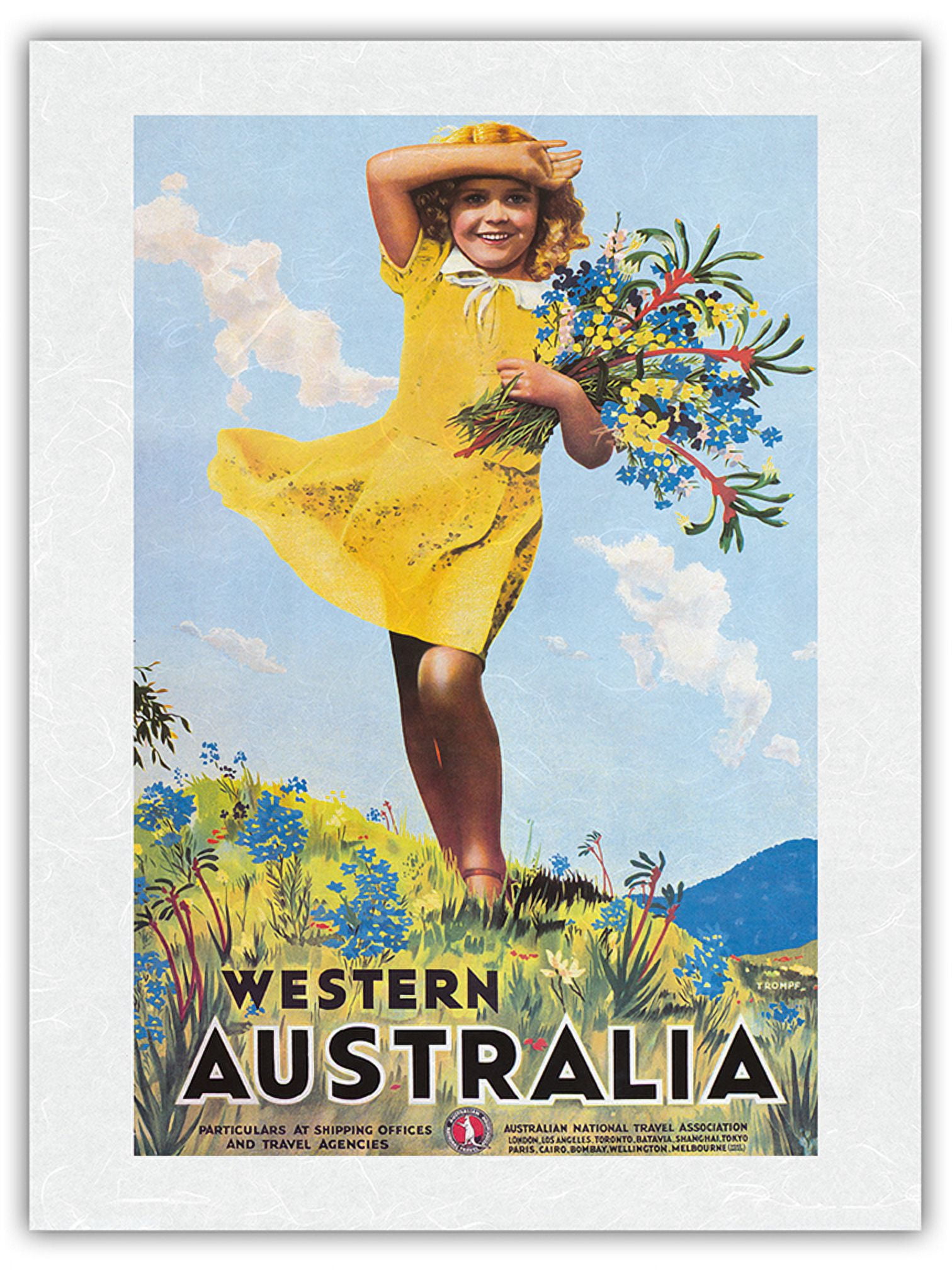 Western Australia - Young Australian Girl with Flowers - Vintage Travel ...
