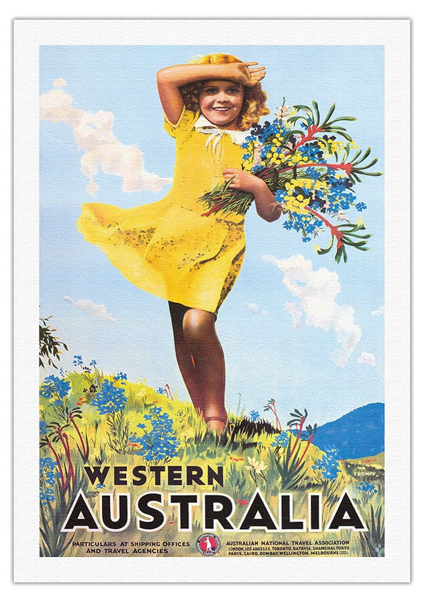 Western Australia - Young Australian Girl with Flowers - Vintage Travel ...
