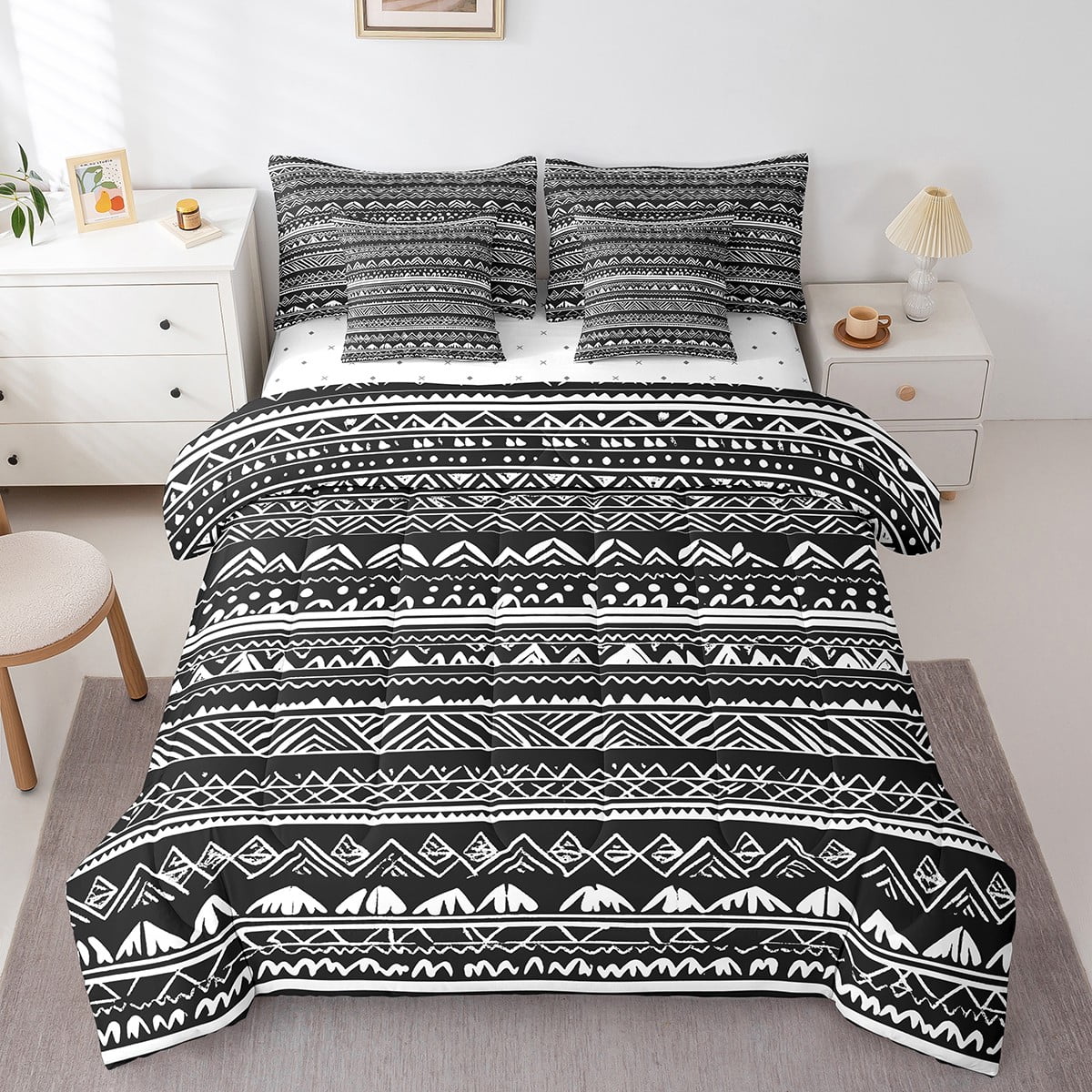 Western Aztec Comforter Set 7 Piece Bed in a Bag Twin,Bohemian Striped ...