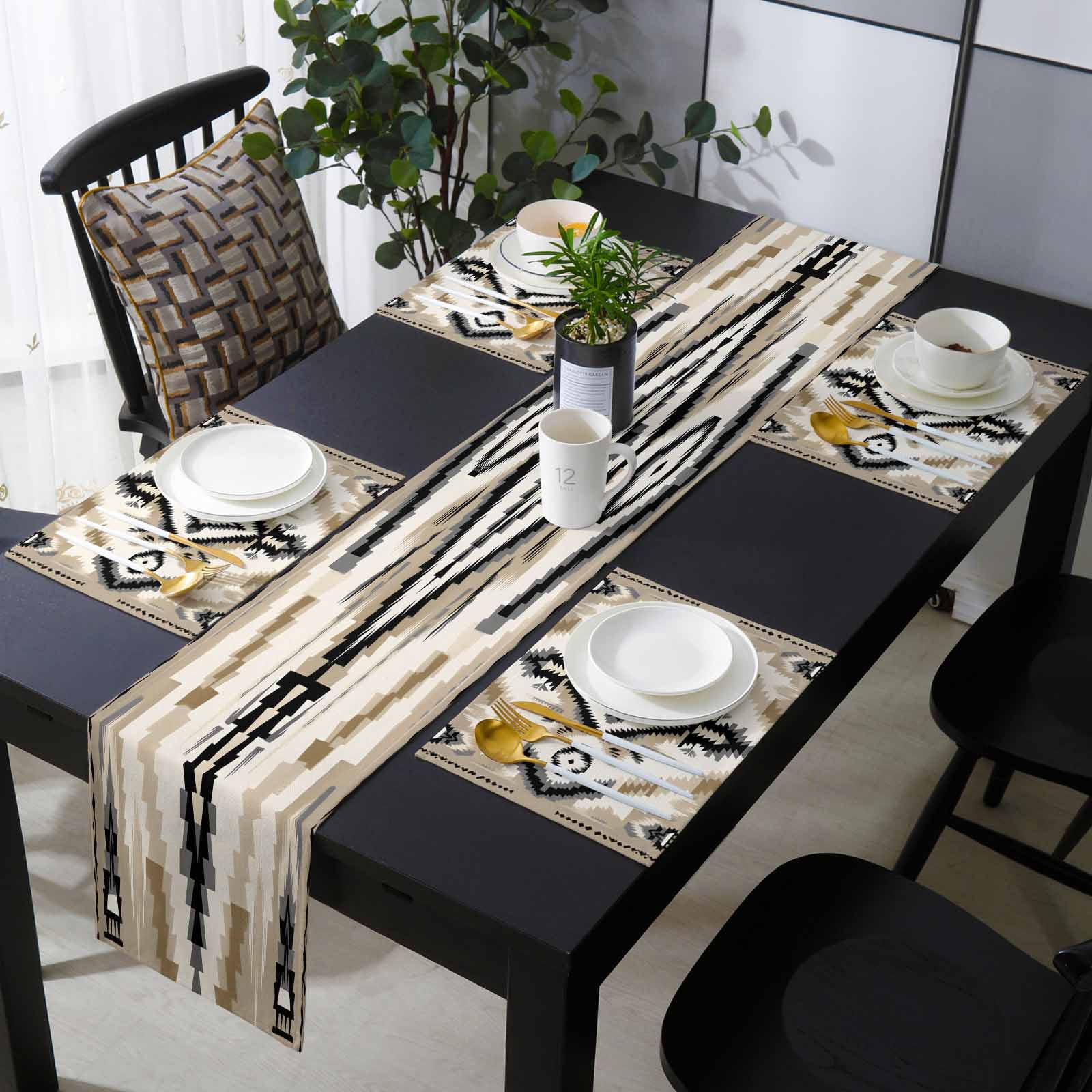 Western Aztec Placemats Set of 6 with 72 Inches Long Table Runners ...