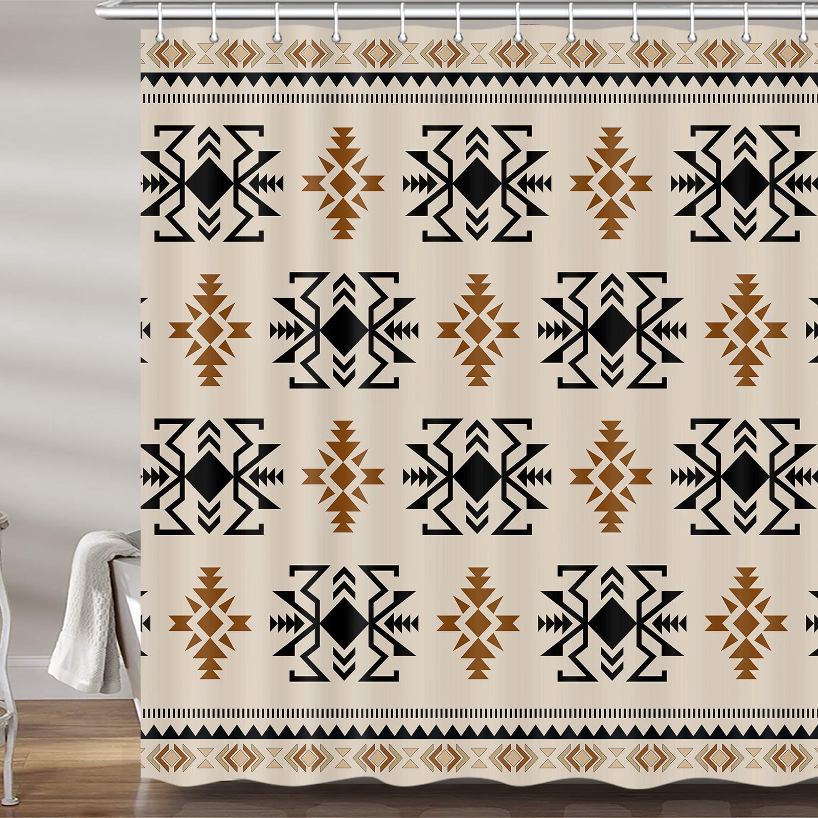 Western Aztec Shower Curtain, Boho Southwest Rustic Fabric Shower ...