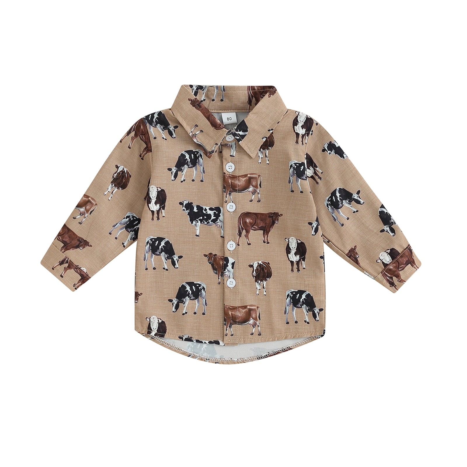 Western Baby Boy Clothes 6M 12M 18M 24M 2Y 3Y 4Y Long Sleeve Cow Print Shirts Button Down Lapel ...