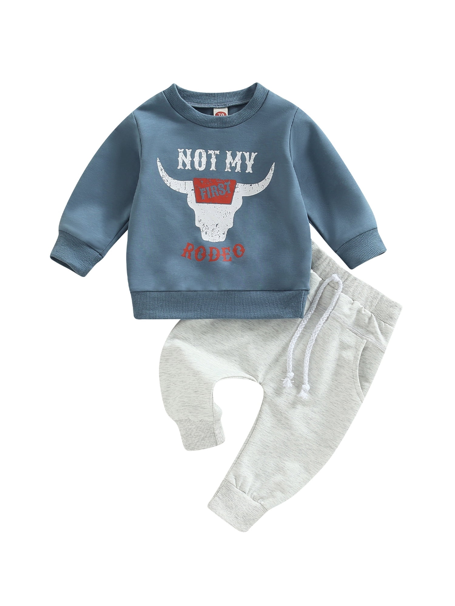 Western Baby Boy Clothes Cow Print Sweatshirt Pullover Top Jogger Pants Set Toddler Spring Fall ...