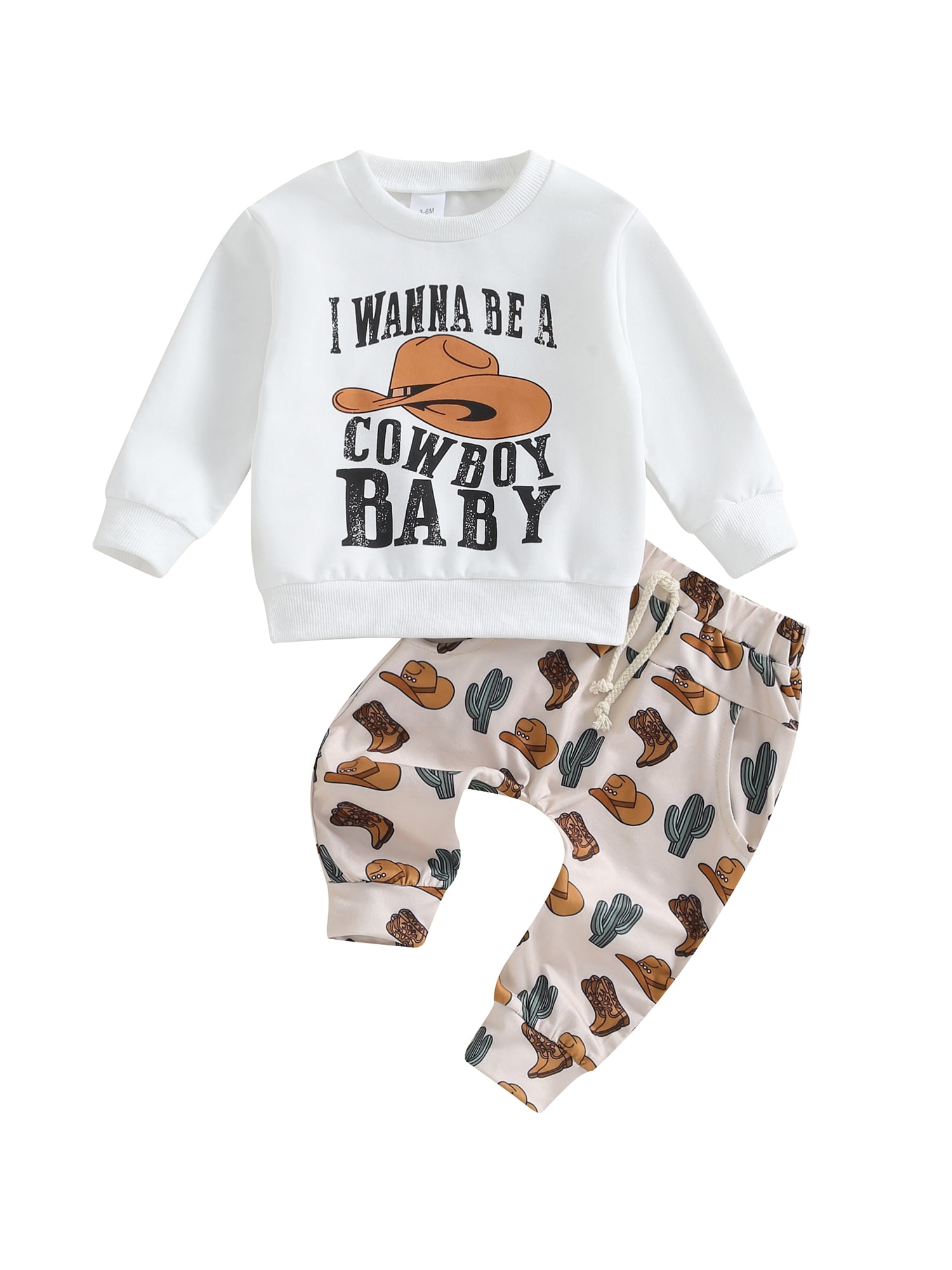 Western Baby Boy Clothes Cow Print Sweatshirt Pullover Top Jogger Pants Set Toddler Spring Fall ...