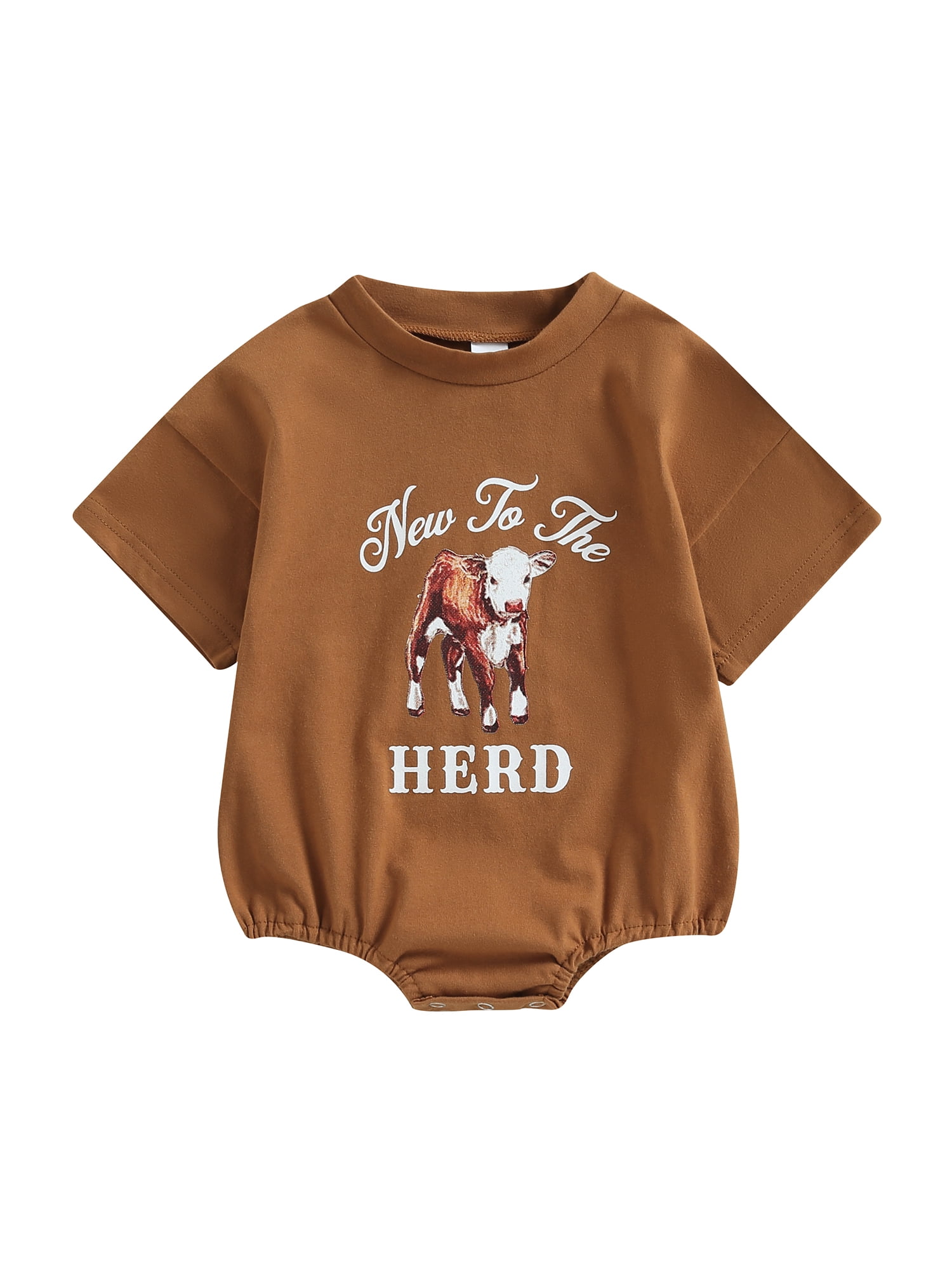 Western Baby Boy Girl Clothes Cow Print Short Sleeve Bubble Romper Oversized T-Shirt Onesie ...