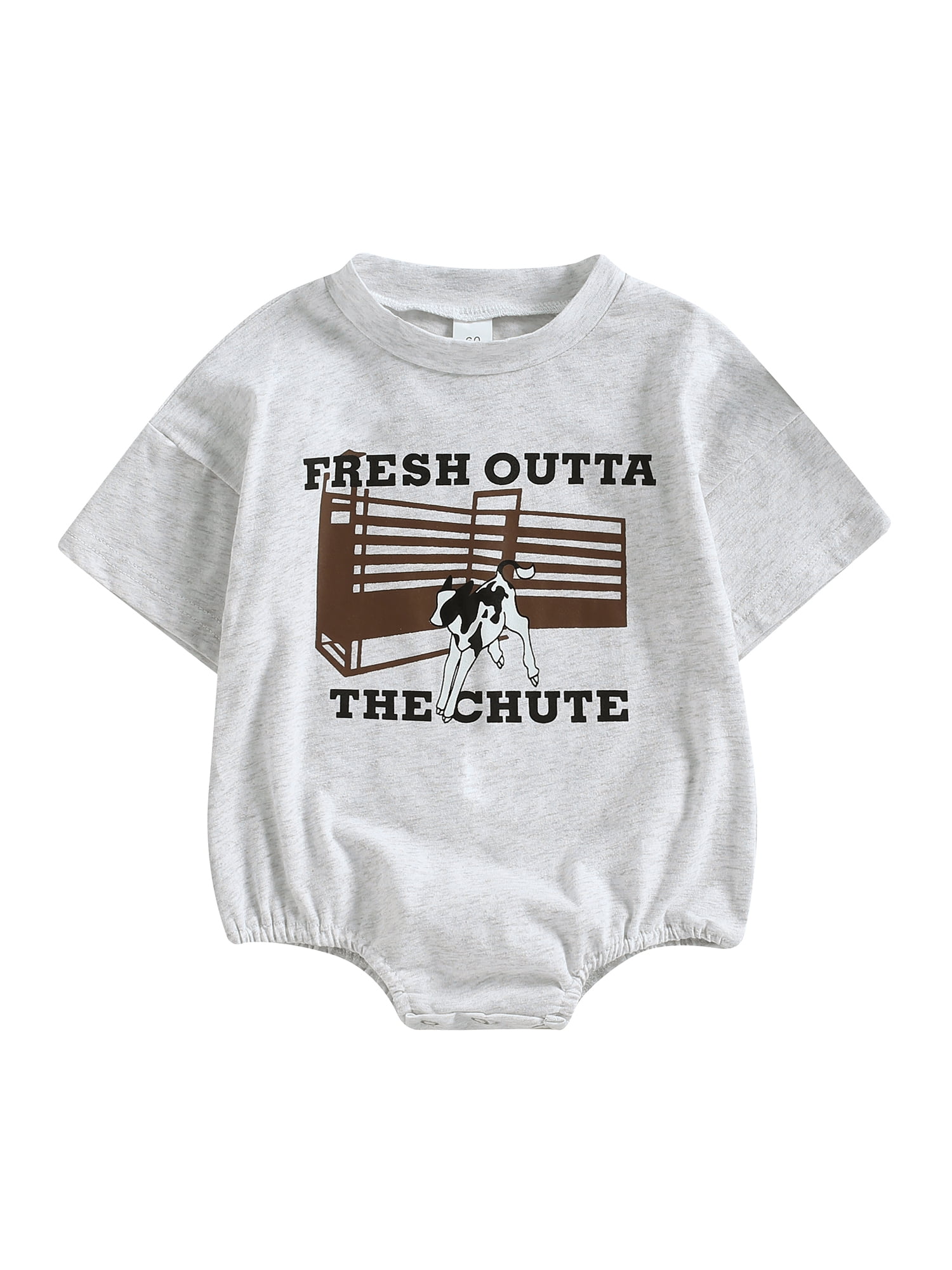 Western Baby Boy Girl Clothes Cow Print Short Sleeve Bubble Romper Oversized T-Shirt Onesie ...