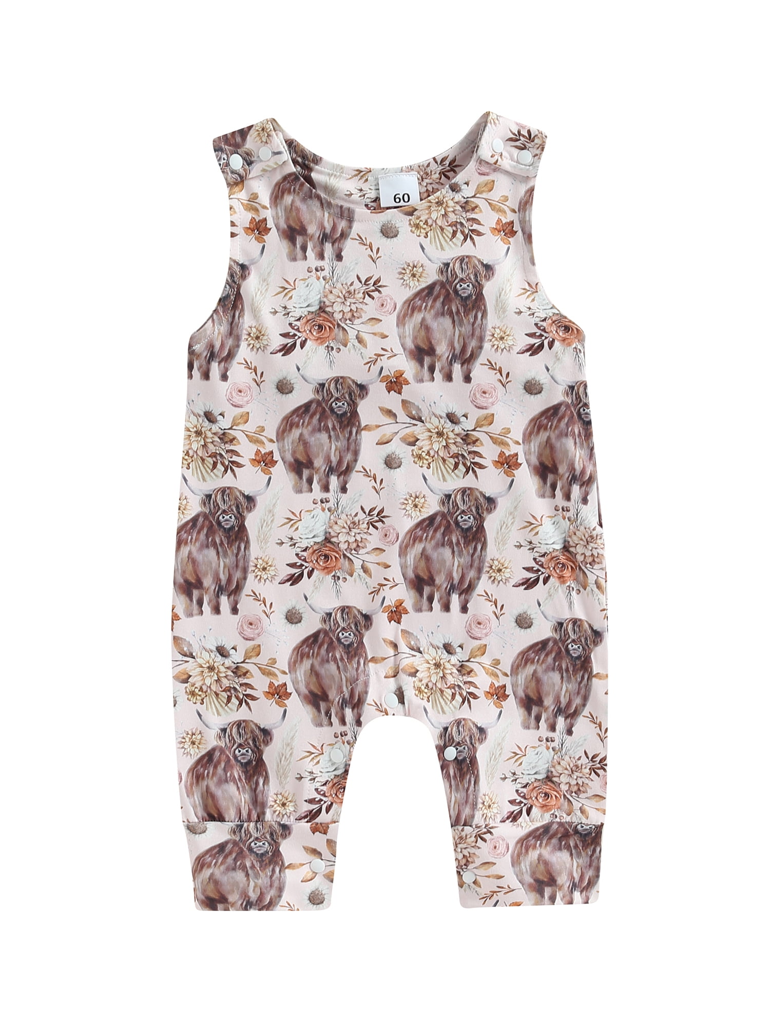 Western Baby Boy Girl Clothes Cow Print Sleeveless Romper Jumpsuit One Piece Bodysuit Summer ...