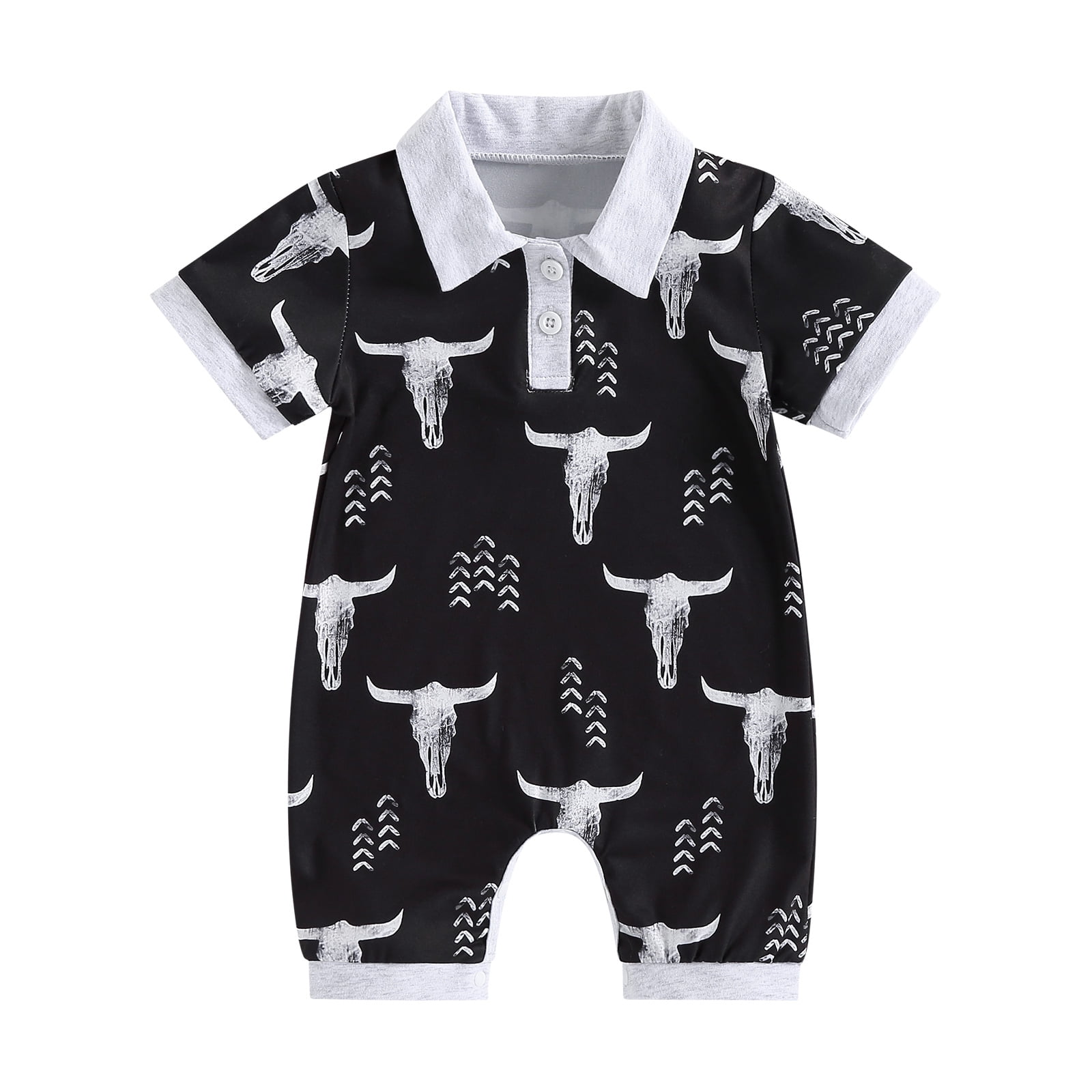 Western Baby Boy Summer Infant Cow Print Polo Romper Shorts Jumpsuit One Piece Outfits Cowboy ...
