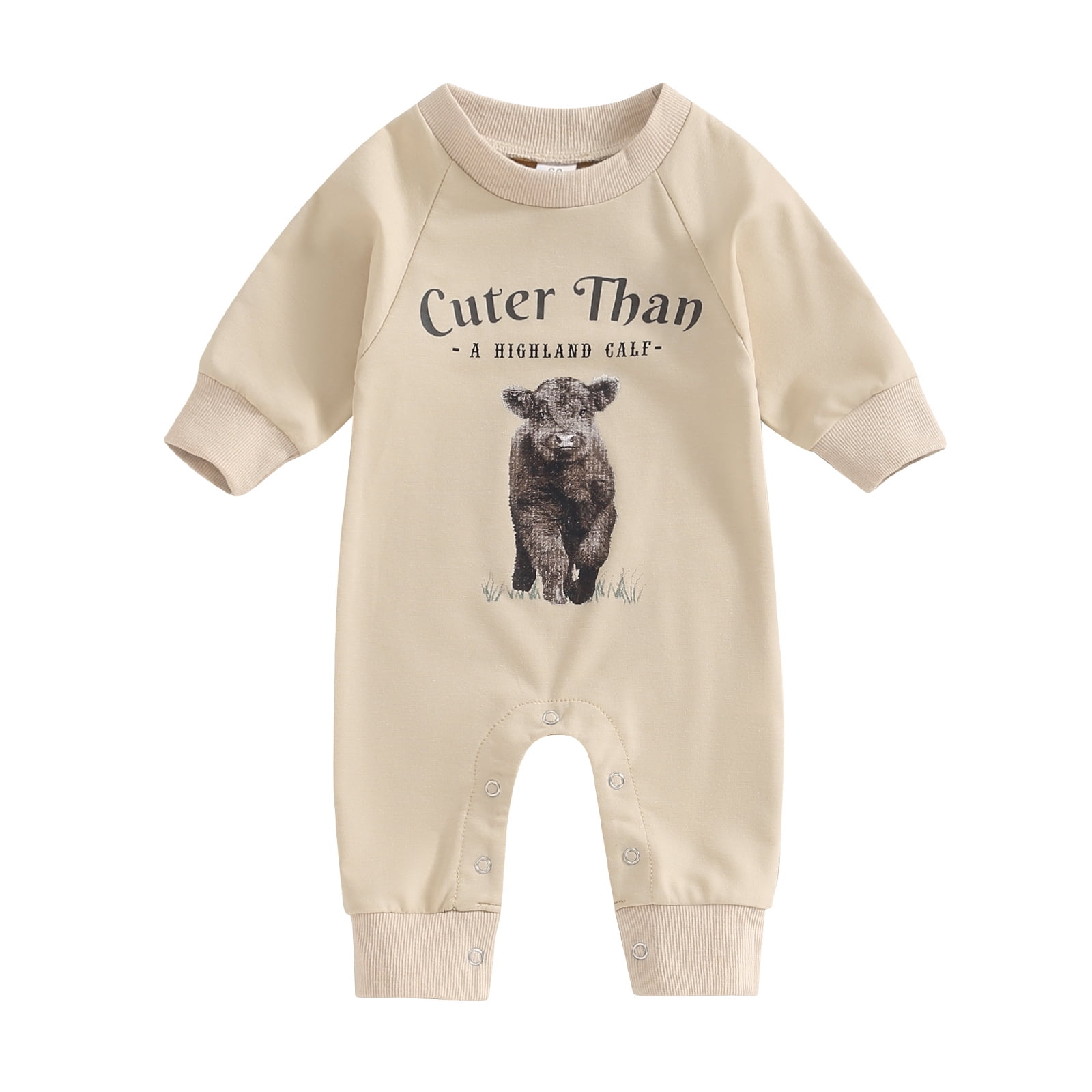 Western Baby Girl Boy Clothes Cow Print Long Sleeve Zipper Romper 3M 6M 12M Bodysuit Crewneck ...