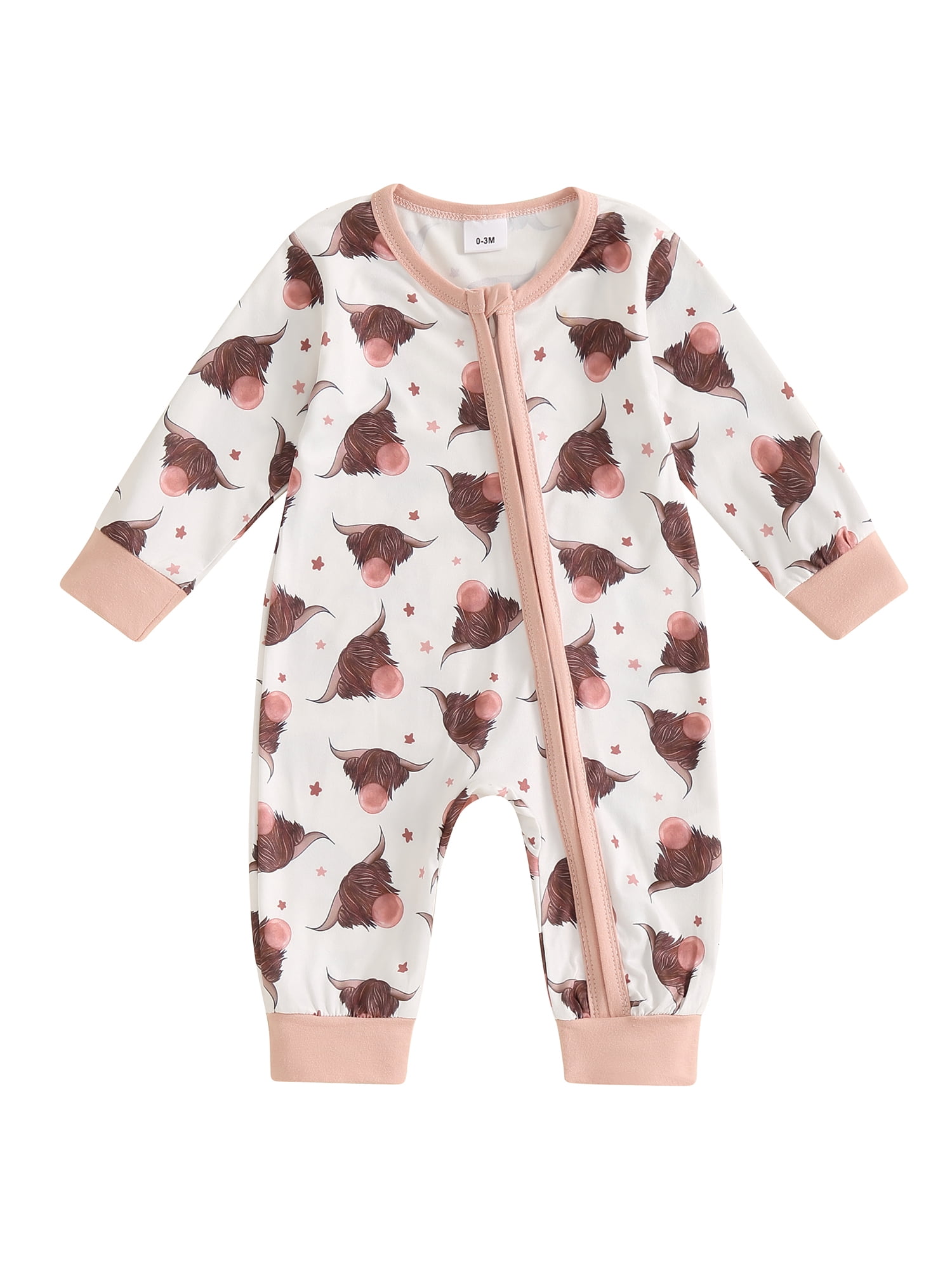 Western Baby Girl Clothes Newborn Cowgirl Outfit Infant Boy Highland Cow Print Jumpsuit Fall ...