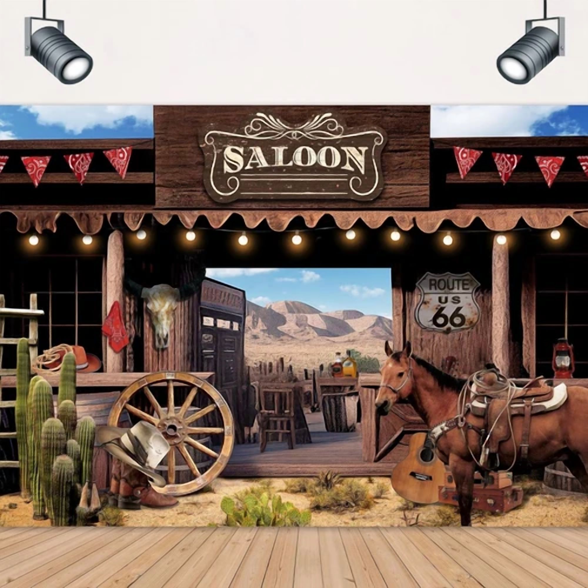 Western Backdrop 7Wx5H Feet Vintage Wild West Saloon Bar Rustic Wooden ...