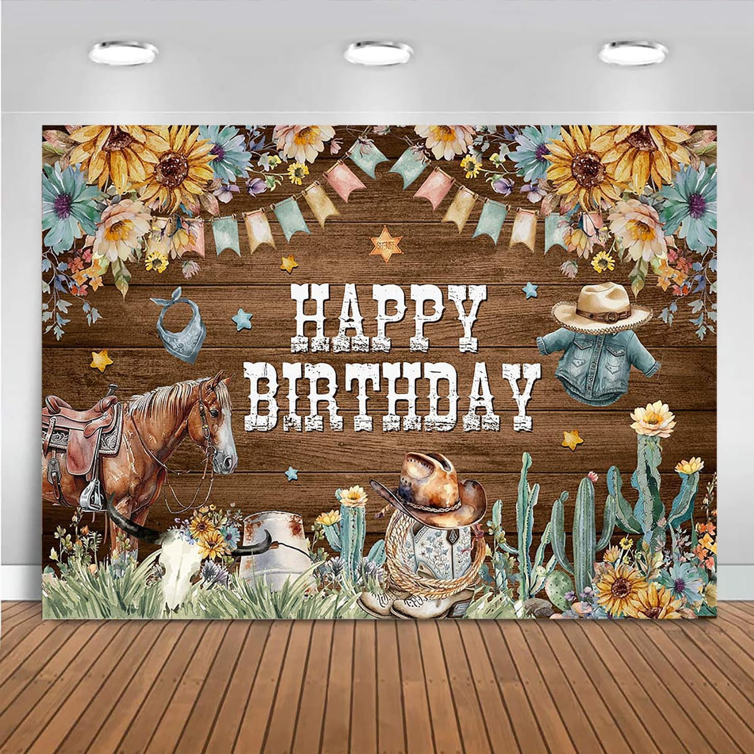 Western Backdrop Cowboy My First Rodeo Birthday Decorations Wild West ...