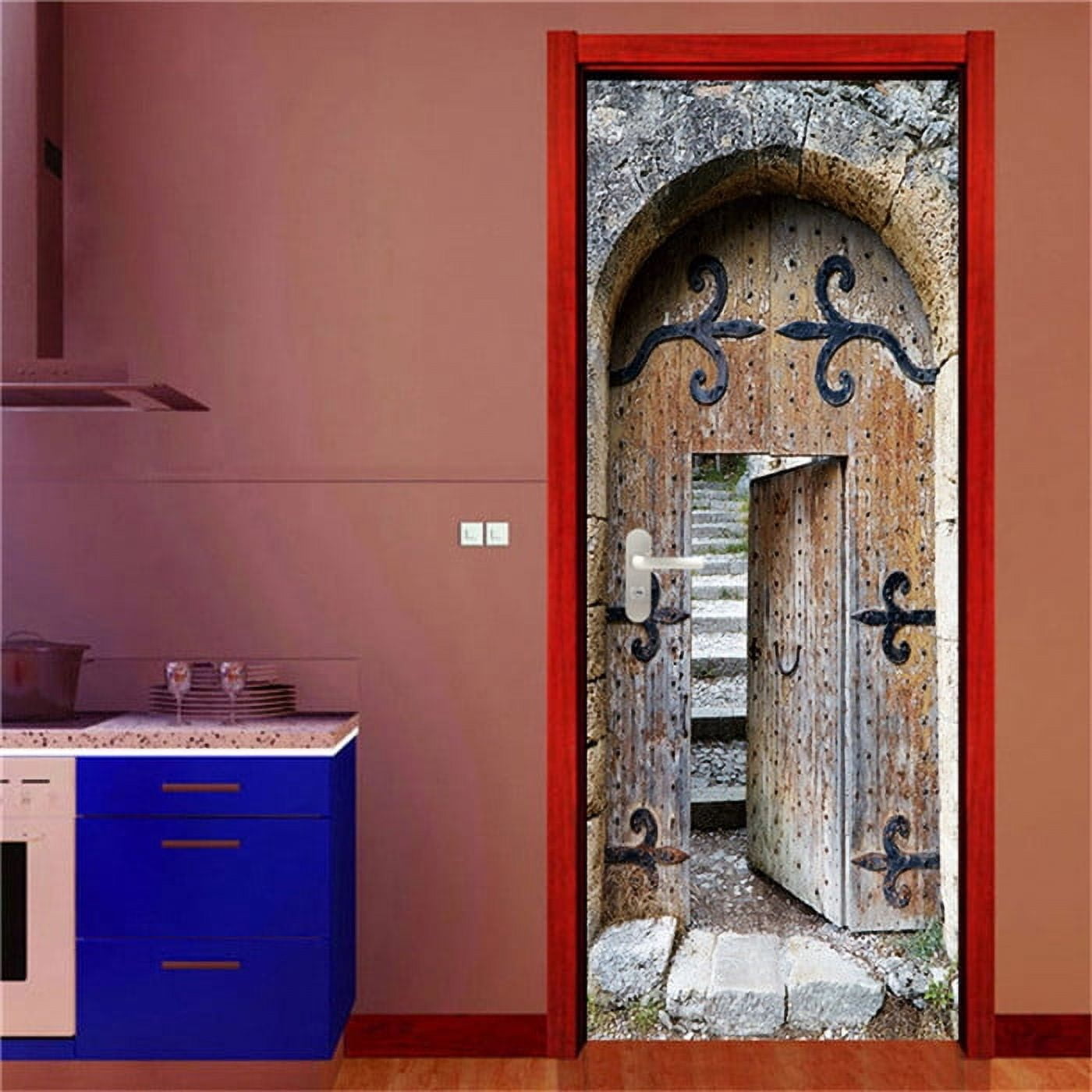 Western Bar Wood Door Stickers DIY Self-adhesive Waterproof Wallpaper ...