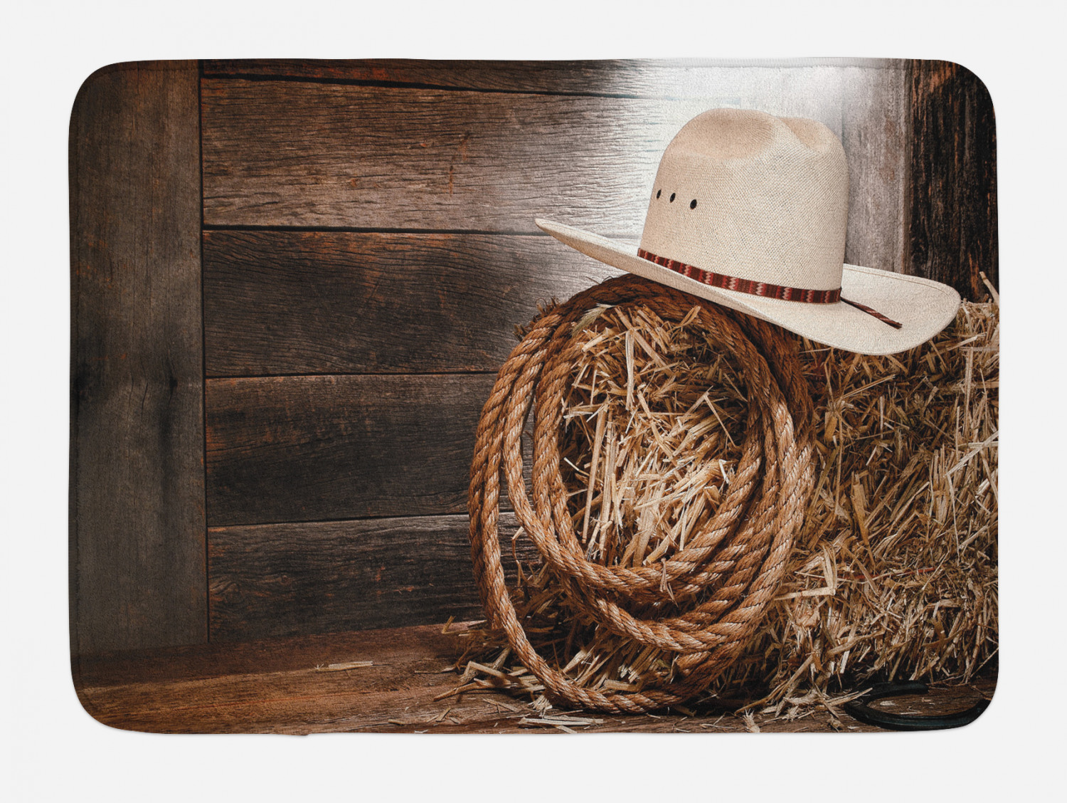 Western Bath Mat, American West Rodeo Hat Traditional Ranching Robe on ...