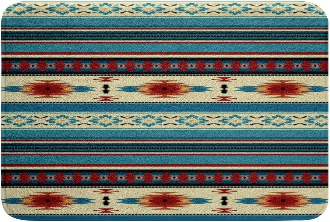 Western Bath Mat Aztec Bathroom Rugs Cowboy Cowgirl Southwestern Area ...